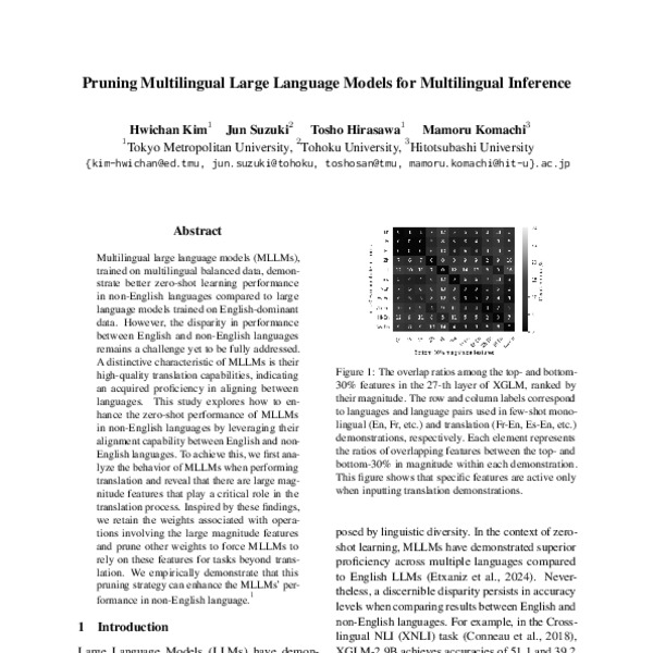 Pruning Multilingual Large Language Models for Multilingual Inference - ACL Anthology