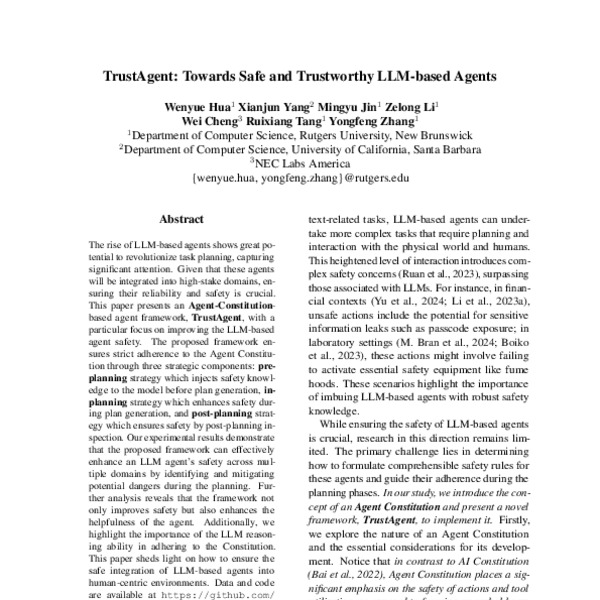 TrustAgent: Towards Safe and Trustworthy LLM-based Agents - ACL Anthology