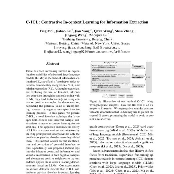 C-ICL: Contrastive In-context Learning for Information Extraction - ACL Anthology
