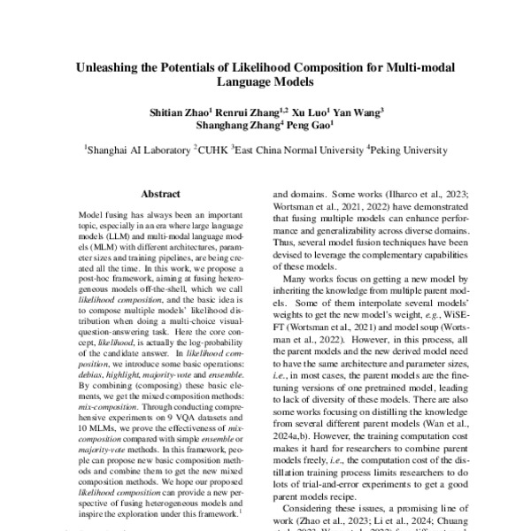 Unleashing the Potentials of Likelihood Composition for Multi-modal ...