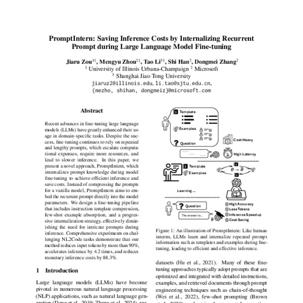 PromptIntern: Saving Inference Costs by Internalizing Recurrent Prompt during Large Language ...