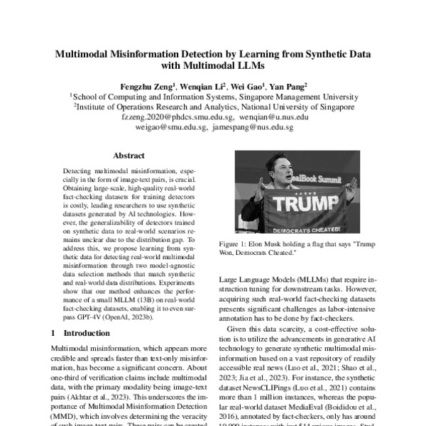 Multimodal Misinformation Detection By Learning From Synthetic Data With Multimodal Llms Acl