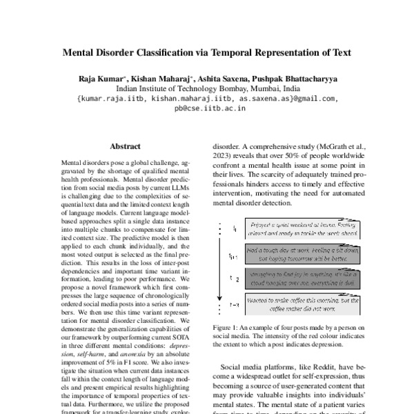 Mental Disorder Classification via Temporal Representation of Text - ACL Anthology
