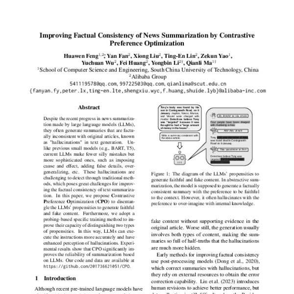 Improving Factual Consistency of News Summarization by Contrastive Preference Optimization - ACL ...
