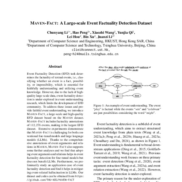 MAVEN-FACT: A Large-scale Event Factuality Detection Dataset - ACL Anthology