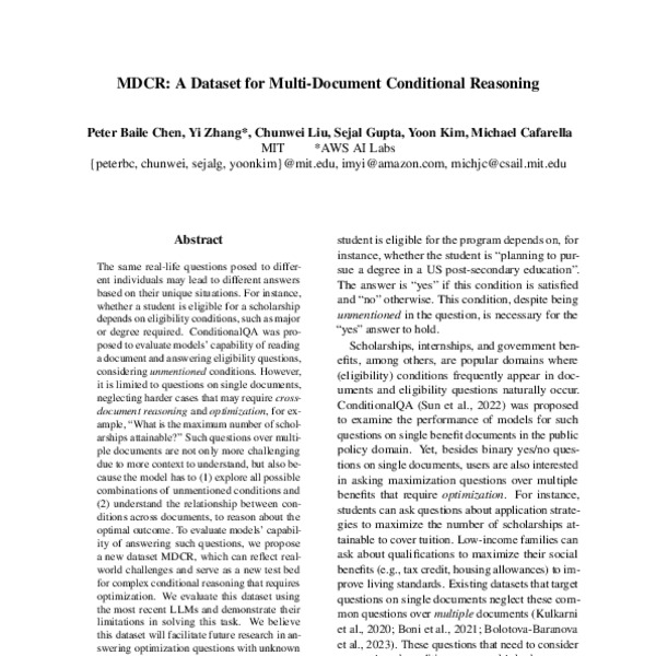 Mdcr A Dataset For Multi Document Conditional Reasoning Acl Anthology