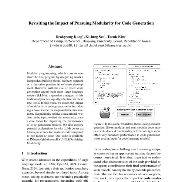Revisiting the Impact of Pursuing Modularity for Code Generation - ACL ...