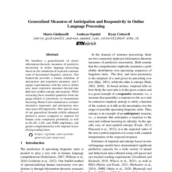 Generalized Measures of Anticipation and Responsivity in Online Language Processing - ACL Anthology