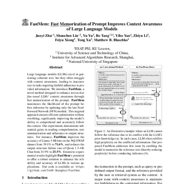 FastMem: Fast Memorization of Prompt Improves Context Awareness of ...
