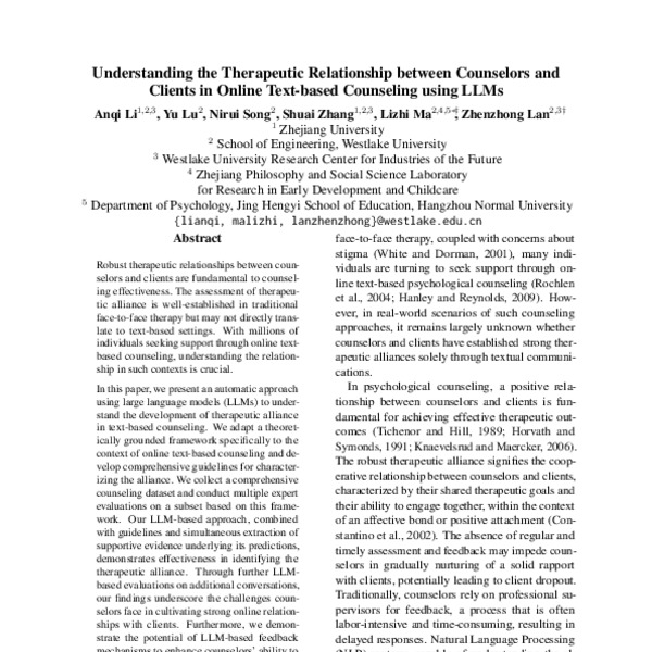 Understanding the Therapeutic Relationship between Counselors and ...