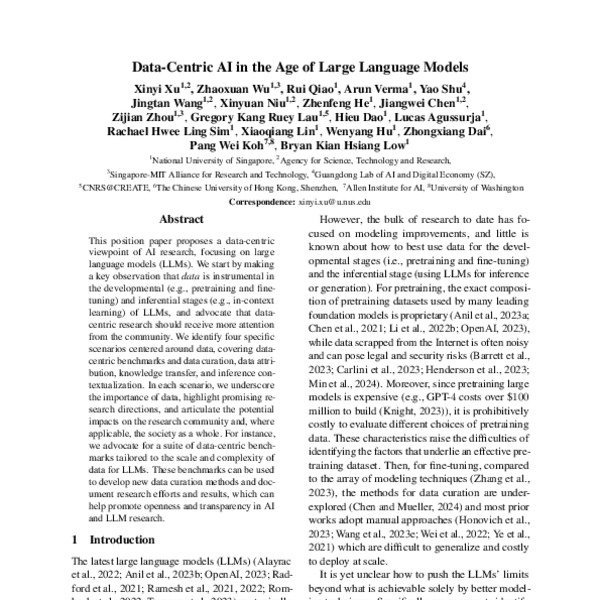 Position Paper: Data-Centric AI in the Age of Large Language Models ...