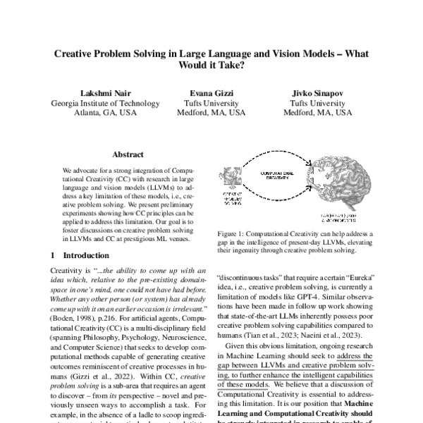 Creative Problem Solving in Large Language and Vision Models - What ...
