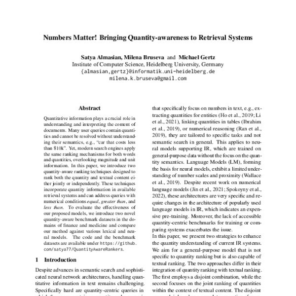 Numbers Matter! Bringing Quantity-awareness to Retrieval Systems - ACL ...