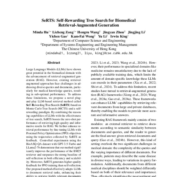 SeRTS: Self-Rewarding Tree Search for Biomedical Retrieval-Augmented Generation - ACL Anthology