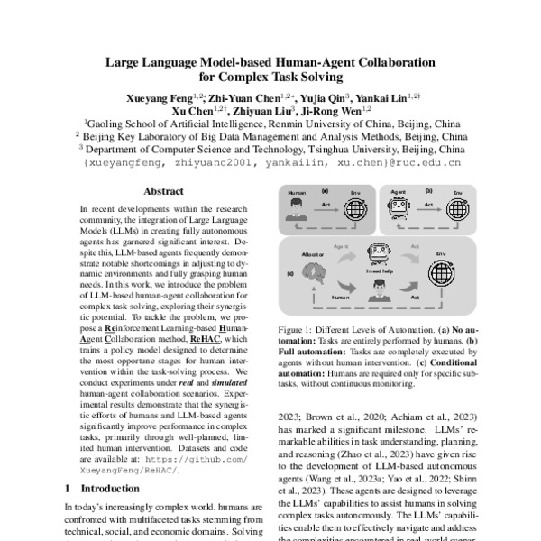 Large Language Model-based Human-Agent Collaboration for Complex Task Solving - ACL Anthology