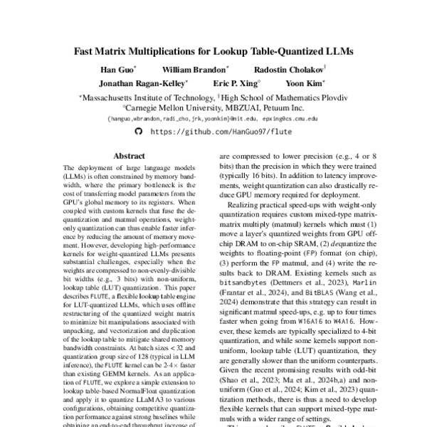 Fast Matrix Multiplications for Lookup Table-Quantized LLMs - ACL Anthology