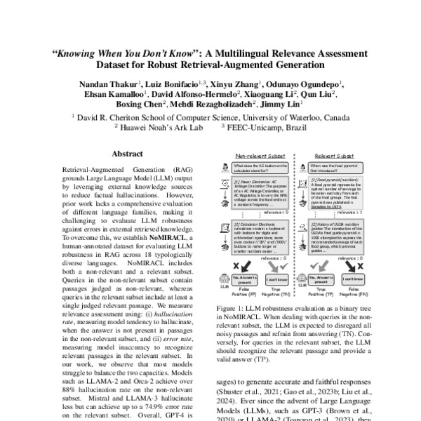 “Knowing When You Don’t Know”: A Multilingual Relevance Assessment ...
