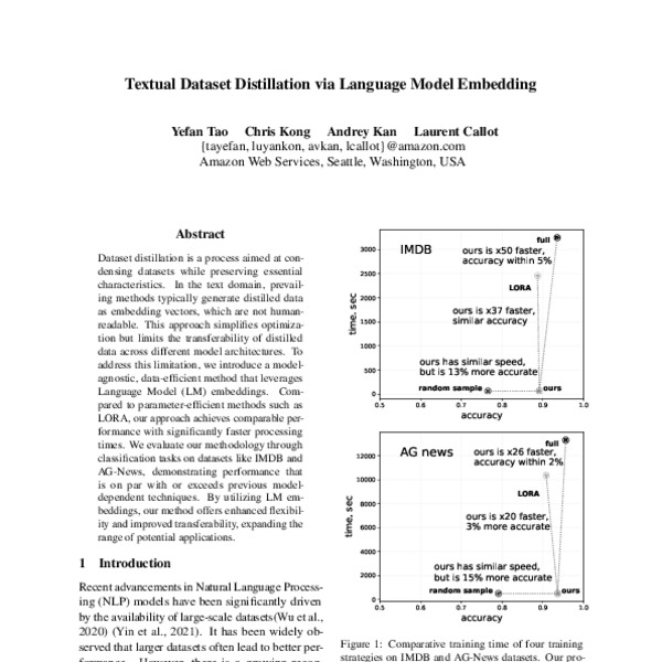 Textual Dataset Distillation via Language Model Embedding - ACL Anthology