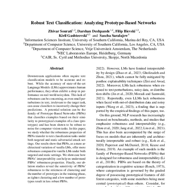 Robust Text Classification Analyzing Prototype Based Networks Acl