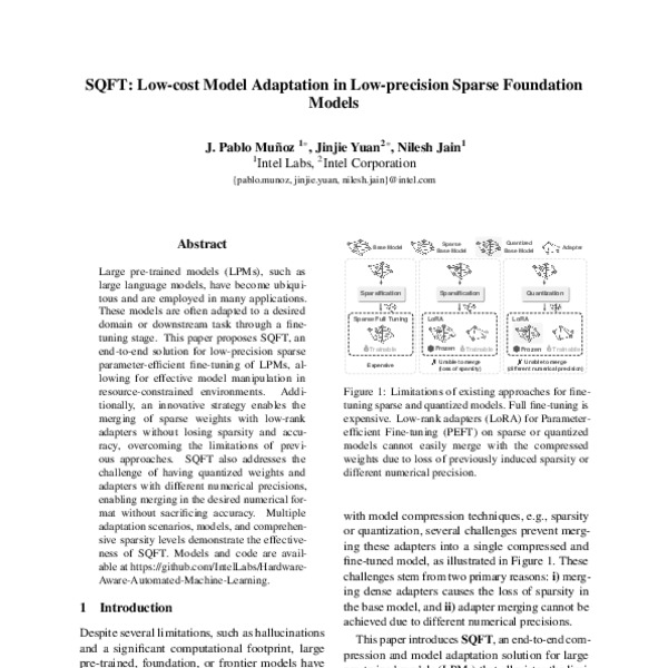 SQFT: Low-cost Model Adaptation in Low-precision Sparse Foundation ...