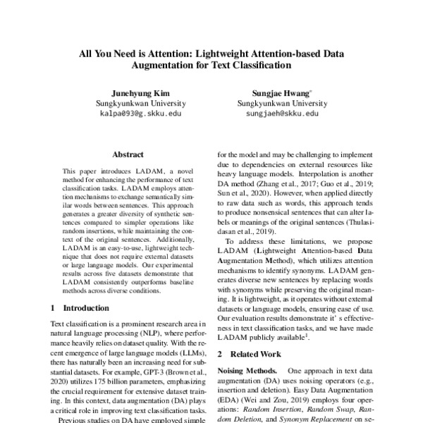All You Need Is Attention Lightweight Attention Based Data Augmentation For Text Classification