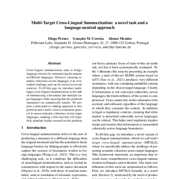 Multi-Target Cross-Lingual Summarization: a novel task and a language-neutral approach - ACL ...