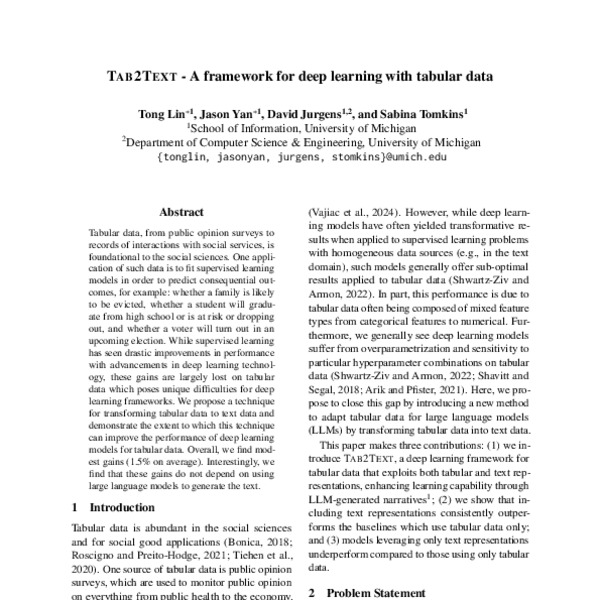 Tab2Text - A framework for deep learning with tabular data - ACL Anthology