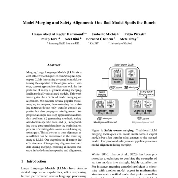 Model Merging and Safety Alignment: One Bad Model Spoils the Bunch - ACL Anthology
