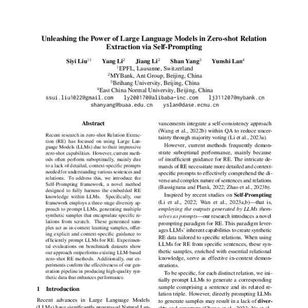 Unleashing the Power of Large Language Models in Zero-shot Relation Extraction via Self ...
