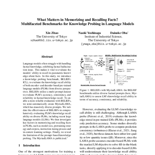 What Matters in Memorizing and Recalling Facts? Multifaceted Benchmarks for Knowledge Probing in ...