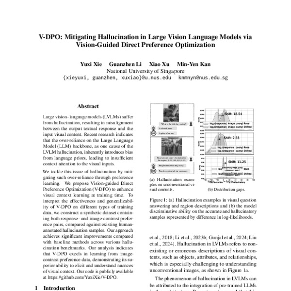V-DPO: Mitigating Hallucination in Large Vision Language Models via Vision-Guided Direct ...