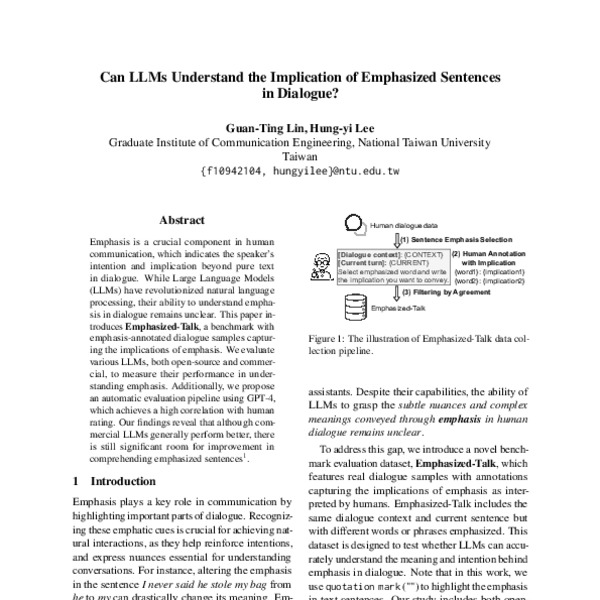 Can LLMs Understand the Implication of Emphasized Sentences in Dialogue? - ACL Anthology