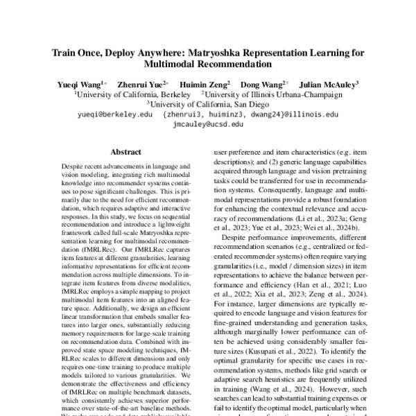 Train Once, Deploy Anywhere: Matryoshka Representation Learning for Multimodal Recommendation ...