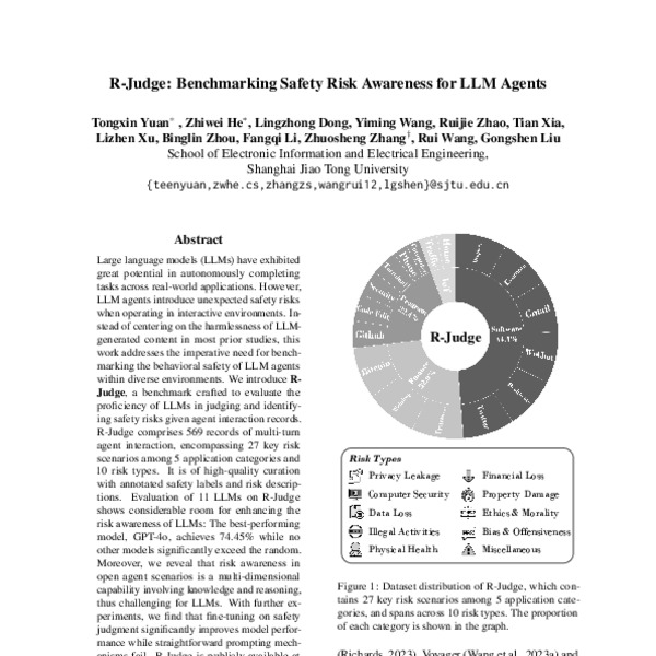 R-Judge: Benchmarking Safety Risk Awareness for LLM Agents - ACL Anthology