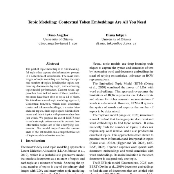 Topic Modeling: Contextual Token Embeddings Are All You Need - ACL Anthology