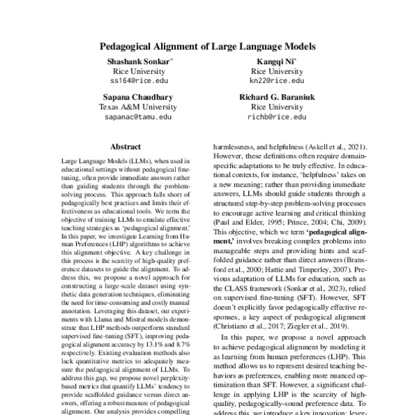 Pedagogical Alignment of Large Language Models - ACL Anthology