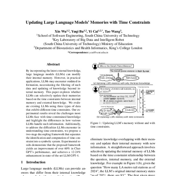 Updating Large Language Models’ Memories with Time Constraints - ACL Anthology