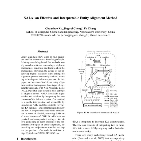 NALA: an Effective and Interpretable Entity Alignment Method - ACL Anthology