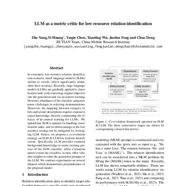 LLM as a metric critic for low resource relation identification - ACL Anthology