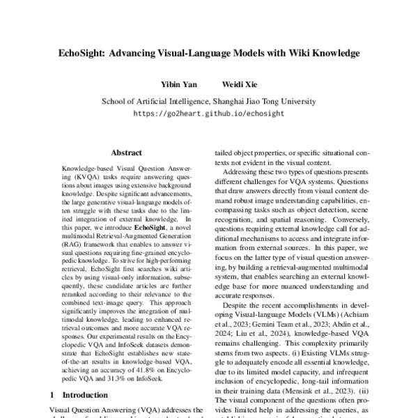 EchoSight: Advancing Visual-Language Models with Wiki Knowledge - ACL Anthology