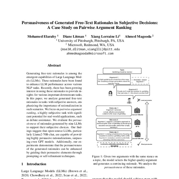 Persuasiveness of Generated Free-Text Rationales in Subjective ...