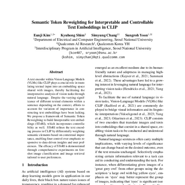 Semantic Token Reweighting for Interpretable and Controllable Text Embeddings in CLIP - ACL ...