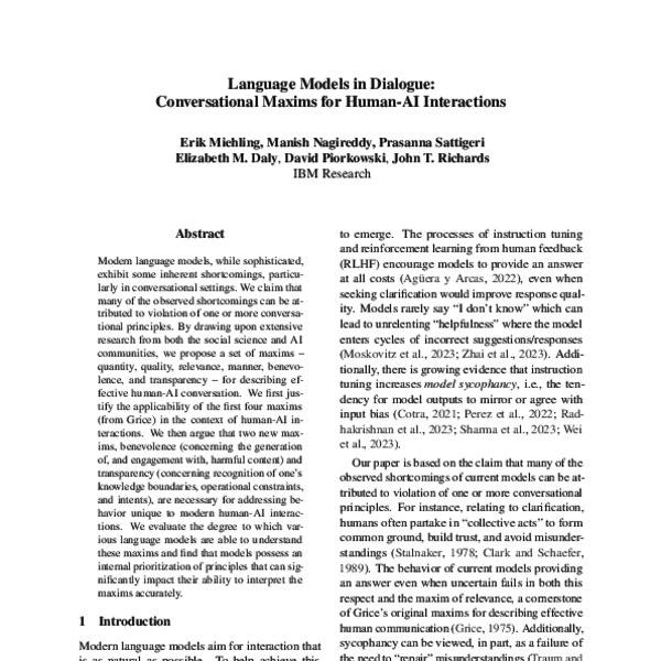 Language Models in Dialogue: Conversational Maxims for Human-AI Interactions - ACL Anthology