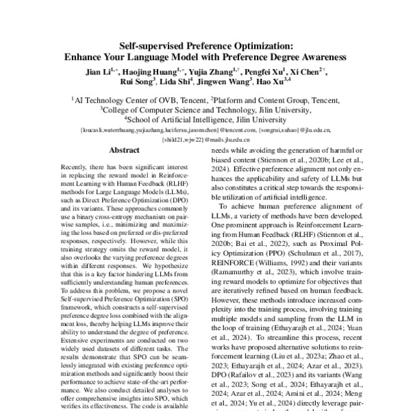 Self-supervised Preference Optimization: Enhance Your Language Model with Preference Degree ...