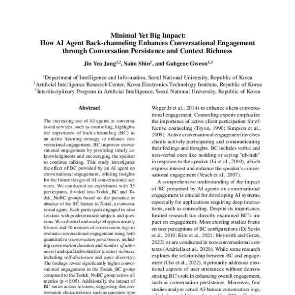 Minimal Yet Big Impact: How AI Agent Back-channeling Enhances ...