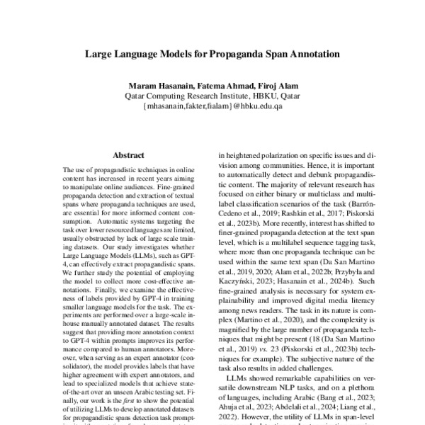 Large Language Models for Propaganda Span Annotation - ACL Anthology