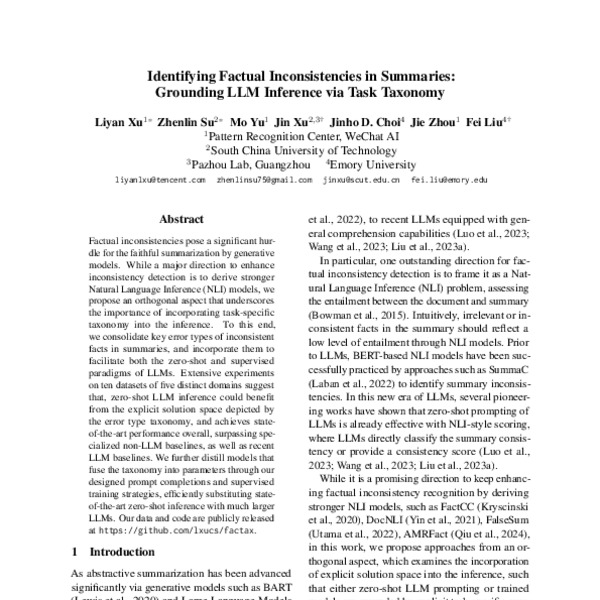 Identifying Factual Inconsistencies in Summaries: Grounding LLM Inference via Task Taxonomy ...