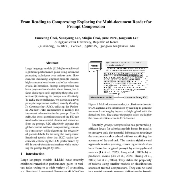 From Reading to Compressing: Exploring the Multi-document Reader for ...