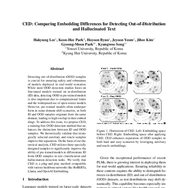 CED: Comparing Embedding Differences for Detecting Out-of-Distribution and Hallucinated Text ...