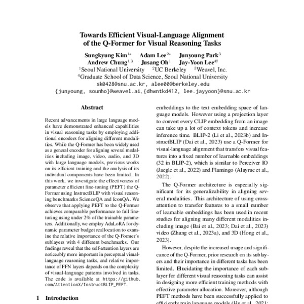 Towards Efficient Visual-Language Alignment of the Q-Former for Visual Reasoning Tasks - ACL ...